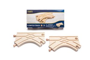 maxim enterprise, inc. k-switch junction switching track, 2 pack specialty pieces for changing tracks and cornering curves, wooden track compatible with major brand wooden trains and accessories