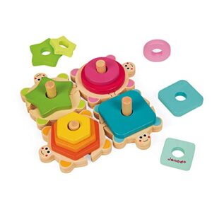 Janod I Wood Stackable Turtles - 12 Pieces - Ages 18 Months + - J05337