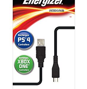 PDP Gaming Energizer Charge Cable | 6 Feet Universal Power and Play Charger: Black - PS5/PS4, Xbox One