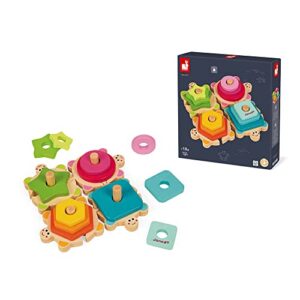 Janod I Wood Stackable Turtles - 12 Pieces - Ages 18 Months + - J05337