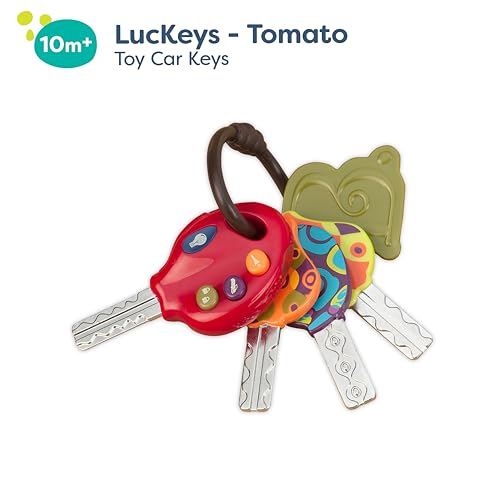 B. toys- LucKeys- Pretend Play Keys- 4 Textured Toy Keys for Babies & Toddlers – Flashlight & Car Sounds- 10 months +