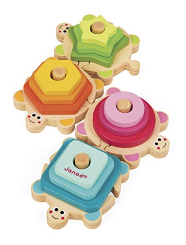 Janod I Wood Stackable Turtles - 12 Pieces - Ages 18 Months + - J05337