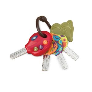 b. toys- luckeys- pretend play keys- 4 textured toy keys for babies & toddlers – flashlight & car sounds- 10 months +