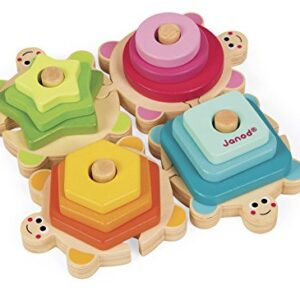 Janod I Wood Stackable Turtles - 12 Pieces - Ages 18 Months + - J05337