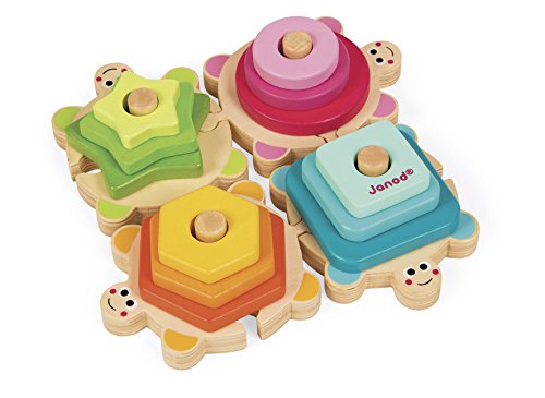 Janod I Wood Stackable Turtles - 12 Pieces - Ages 18 Months + - J05337