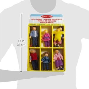 Melissa & Doug 7-Piece Poseable Wooden Doll Family for Dollhouse (2-4 inches each)