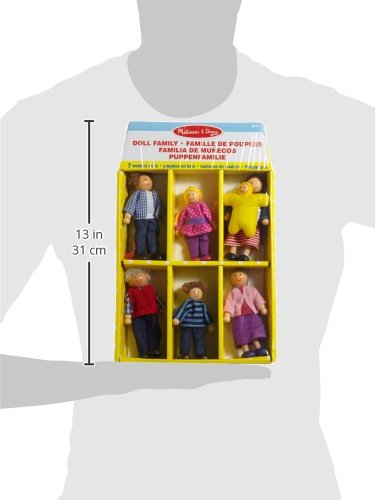 Melissa & Doug 7-Piece Poseable Wooden Doll Family for Dollhouse (2-4 inches each)