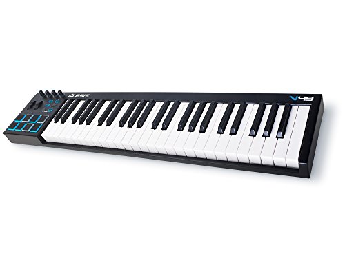 Alesis V49 - 49 Key USB MIDI Keyboard Controller with 8 Backlit Pads, 4 Assignable Knobs and Buttons, Plus a Professional Software Suite Included