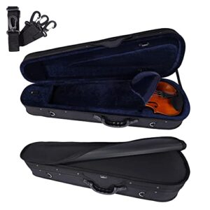 adm 4/4 full size violin hard case basic professional triangular shape backpack, super light suspension, black