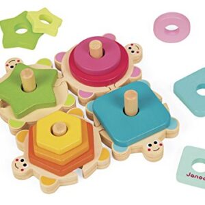 Janod I Wood Stackable Turtles - 12 Pieces - Ages 18 Months + - J05337