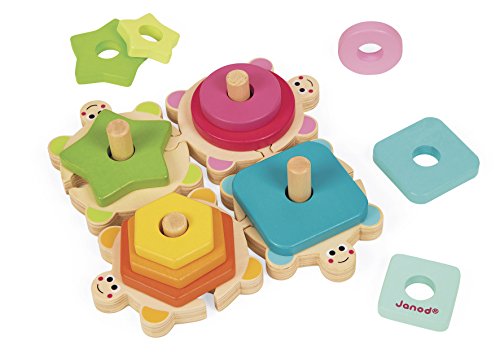 Janod I Wood Stackable Turtles - 12 Pieces - Ages 18 Months + - J05337