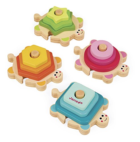 Janod I Wood Stackable Turtles - 12 Pieces - Ages 18 Months + - J05337