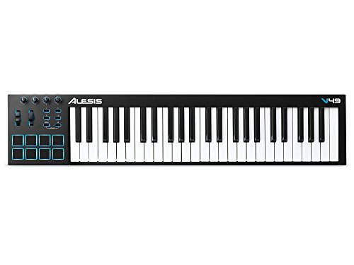 Alesis V49 - 49 Key USB MIDI Keyboard Controller with 8 Backlit Pads, 4 Assignable Knobs and Buttons, Plus a Professional Software Suite Included