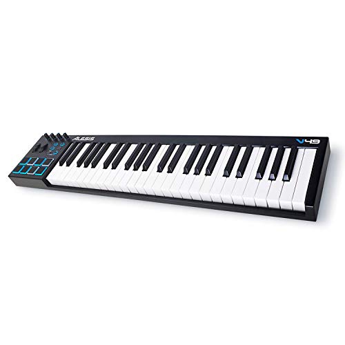 Alesis V49 - 49 Key USB MIDI Keyboard Controller with 8 Backlit Pads, 4 Assignable Knobs and Buttons, Plus a Professional Software Suite Included