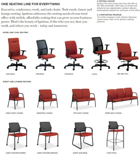 HON Ignition Series Mid-Back Work Chair - Upholstered Computer Chair for Office Desk, Regatta (HIWM3)