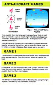 anti-aircraft games atari 2600 instruction booklet (atari 2600 manual only - no game) pamphlet - no game included