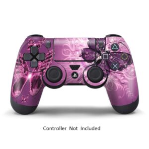 gamexcel skins compatible with ps4 controller - stickers compatible with playstation dualshock 4 - decals cover skin accessories compatible with ps4 slim controllers - lavende butterfly