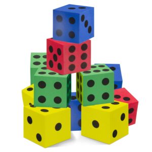 dazzling toys big foam playing dice - 12 pack (d060)