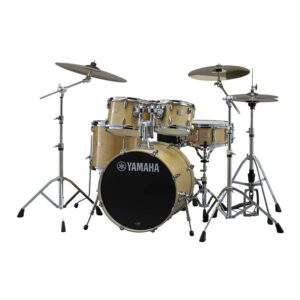 yamaha 5pc shell pack with a 20" kick 14” snare drum in natural wood for students and working drummers, (sbp0f50nw)