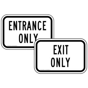 compliancesigns.com entrance only exit only reflective sign set, white reflective, 18x12 inch on 80 mil aluminum for enter/exit parking control