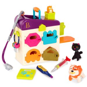 b. toys - toy vet set for toddlers, kids - pet care set - pretend play set - vet clinic, tools, plush toys - 2 years + - pet vet