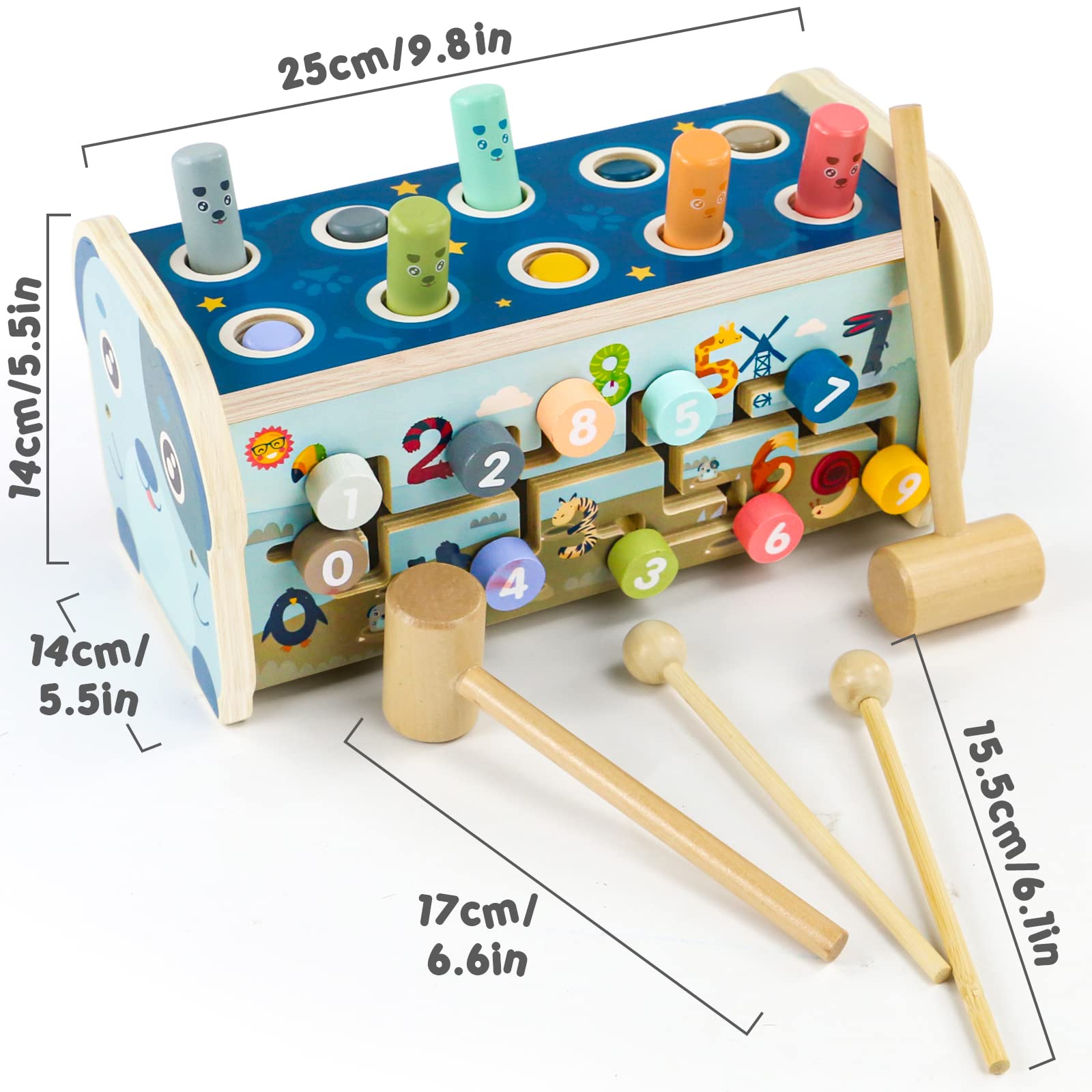 Montessori Toys for 1 Year Old -Baby Xylophone for Toddlers 1-3 Wooden Hammering Pounding Toys for 1 Year Old, Baby Montessori Toys 12 18 months, for 1 2 Year Old Toddlers Boys Girls