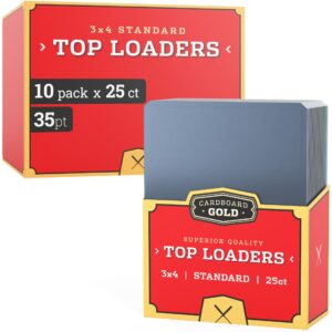 cardboard gold - 35pt top loaders for cards - 250 count - premium 3x4 inch trading card toploaders - protect your baseball and sports cards with these crystal clear hard plastic sleeves protectors