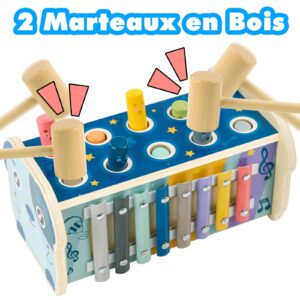 Montessori Toys for 1 Year Old -Baby Xylophone for Toddlers 1-3 Wooden Hammering Pounding Toys for 1 Year Old, Baby Montessori Toys 12 18 months, for 1 2 Year Old Toddlers Boys Girls