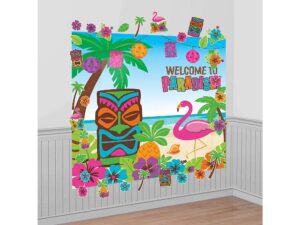 amscan 32-piece luau scene setters wall decorating kit, 1 pack