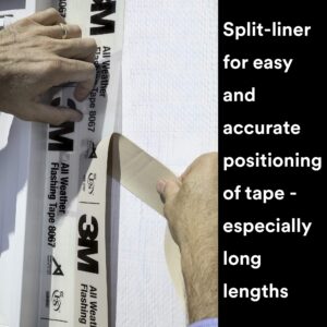 3M All Weather Flashing Tape 8067, 3 in x 75 ft, 1 Roll, Adhesive Backed Split Liner, Prevents Moisture Intrusion, Waterproof Flashing Seals Doors, Windows, Openings in Wood Frame Construction