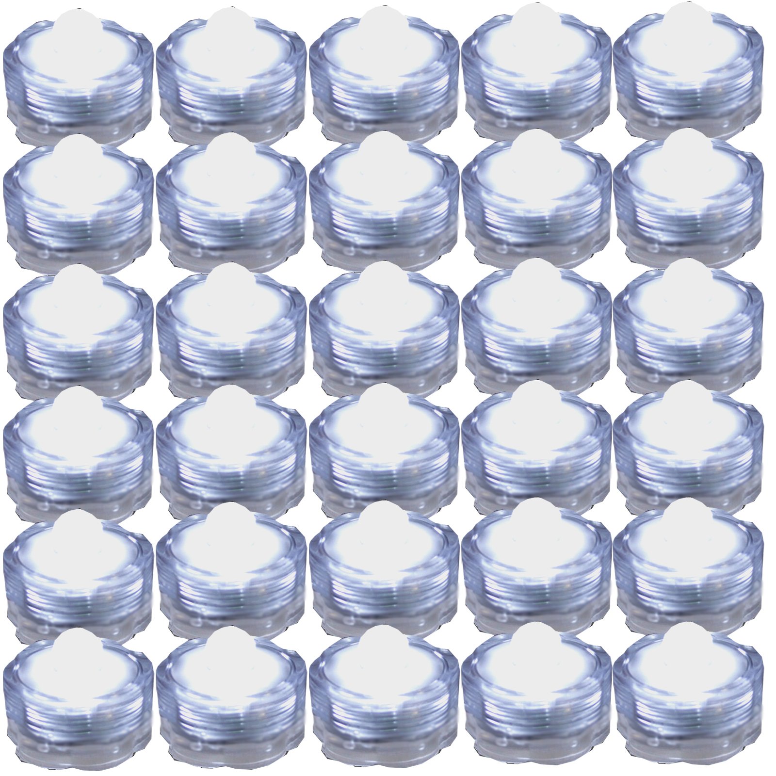 JYtrend Bright LED Floral Tea Light Vase Submersible Lights for Party Wedding (White, 30 Pack)