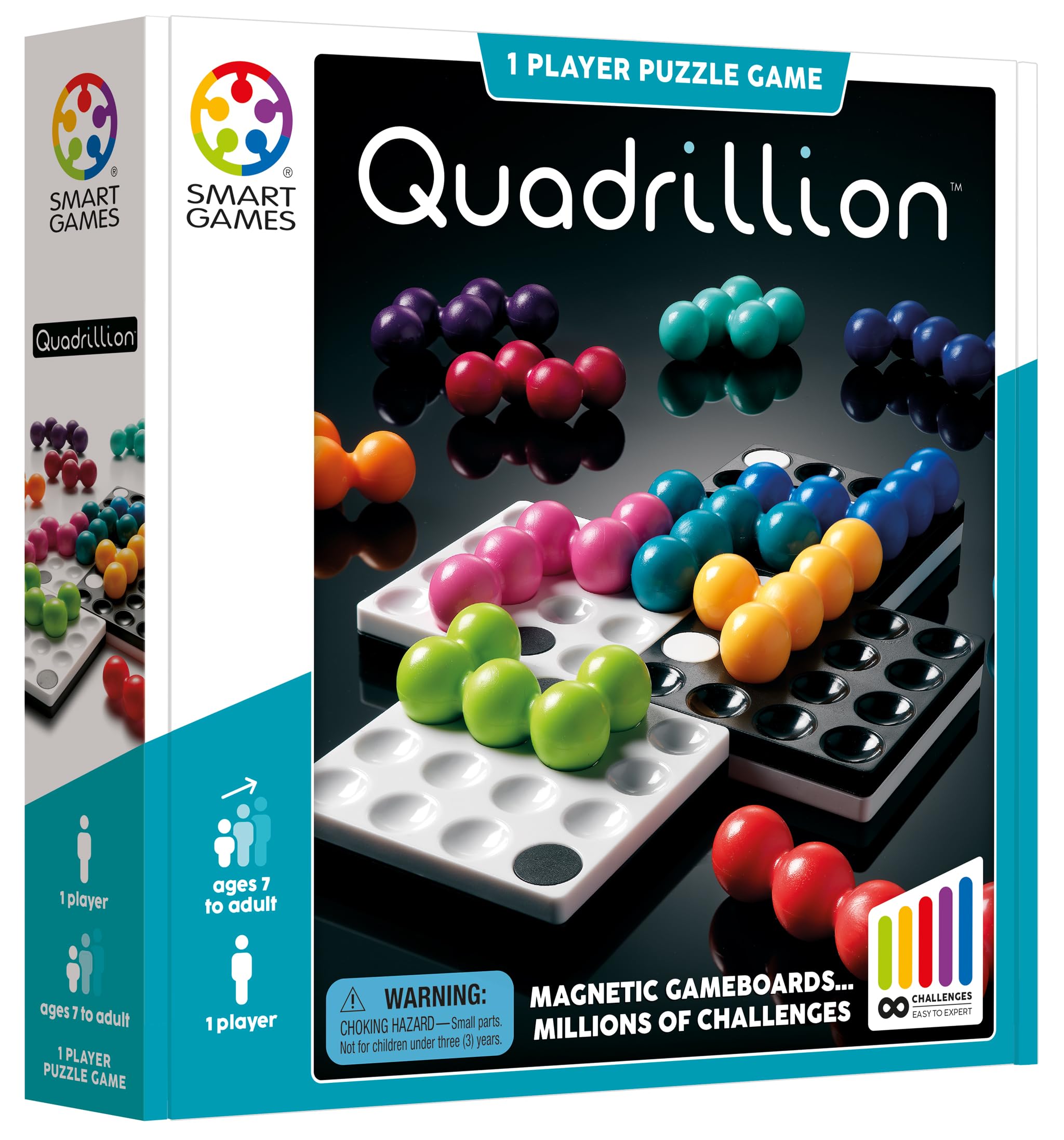 SmartGames Quadrillion Multi-Grid Magnetic Puzzle Game with Millions of Challenges for Ages 7 – Adult