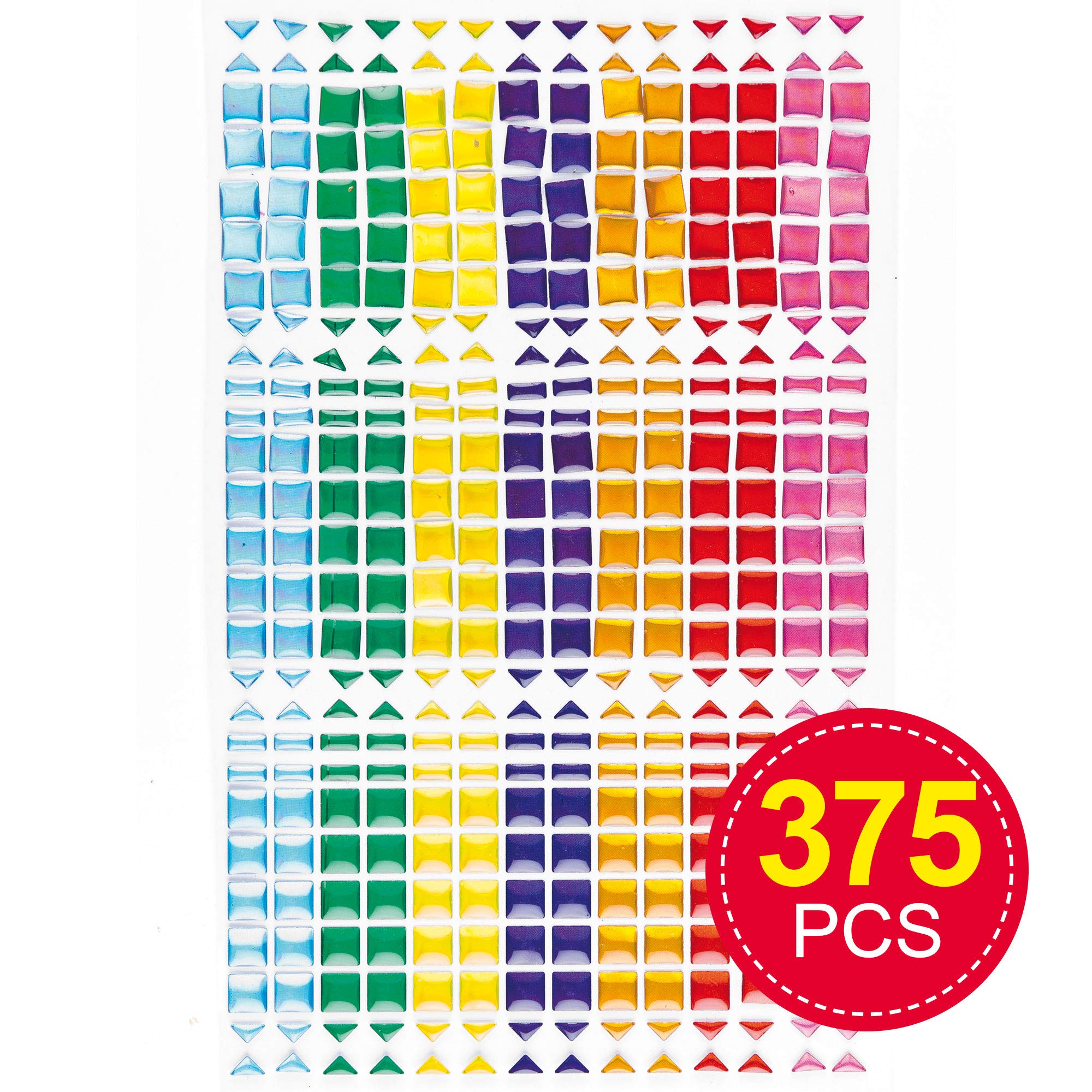 Baker Ross EF584 Mosaic Stick on Stones - Pack of 375, for Card Craft, Scrapbooking and Kids Art Activities