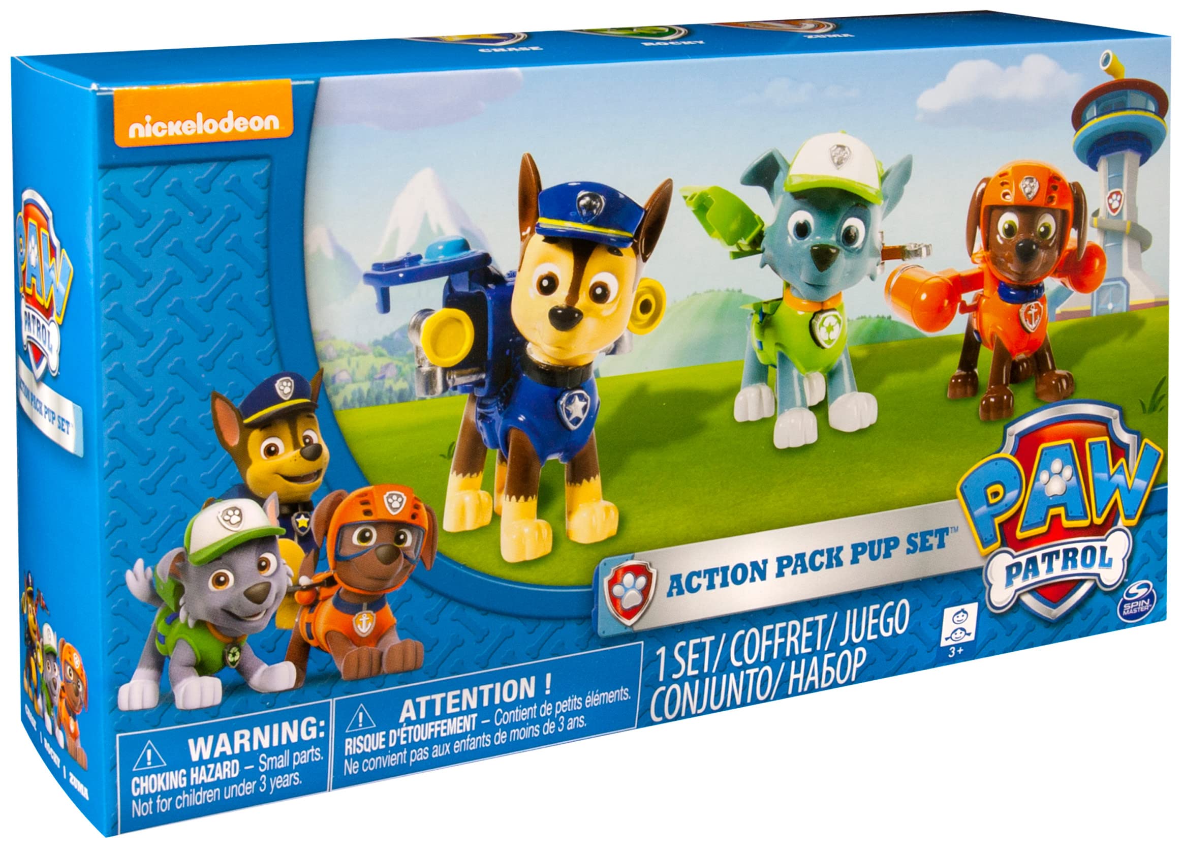 Paw Patrol Action Pack Pups 3pk Figure Set Chase, Rocky, Zuma