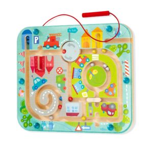 haba busy board for toddlers 2-4: town magnetic maze puzzle game - toddler travel toys for preschoolers