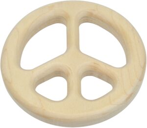 peace sign shaped maple teether - made in usa