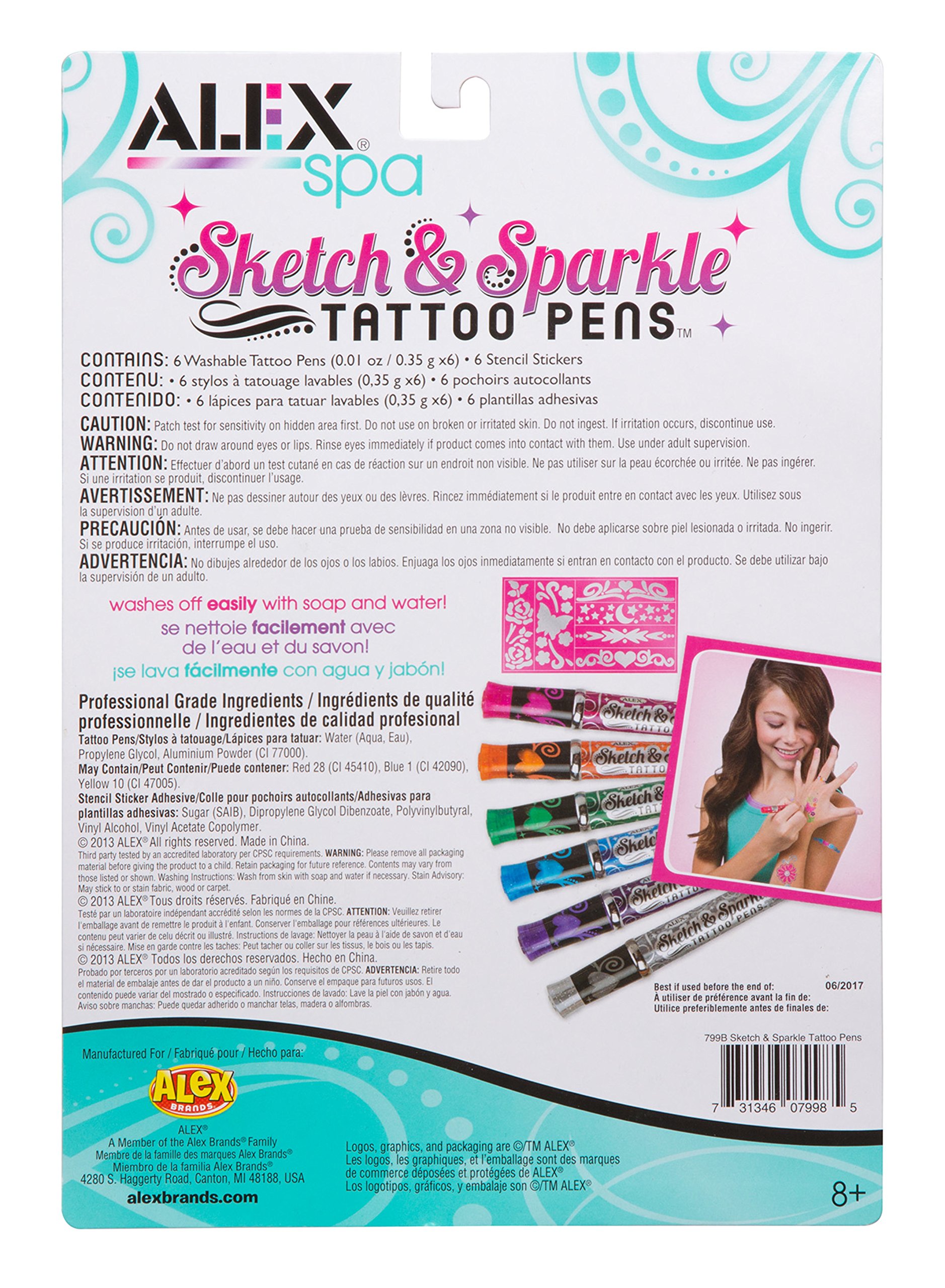 Alex Spa Sketch and Sparkle Tattoo Pens Girls Fashion Activity