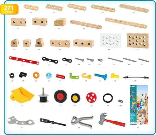 BRIO 34589 Builder Creative Set - 271 Piece STEM Construction Toy | FSC-Certified Wood & Plastic Pieces | Perfect for Toddlers Age 3+ | Enhances Creativity & Motor Skills