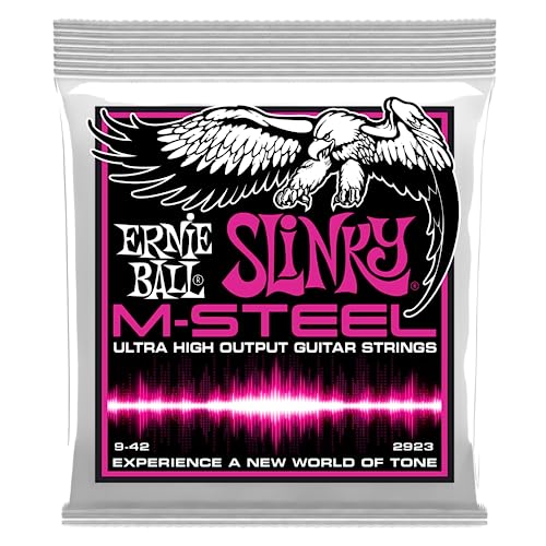 Ernie Ball Super Slinky M-Steel Electric Guitar Strings, 9-42 Gauge (P02923)