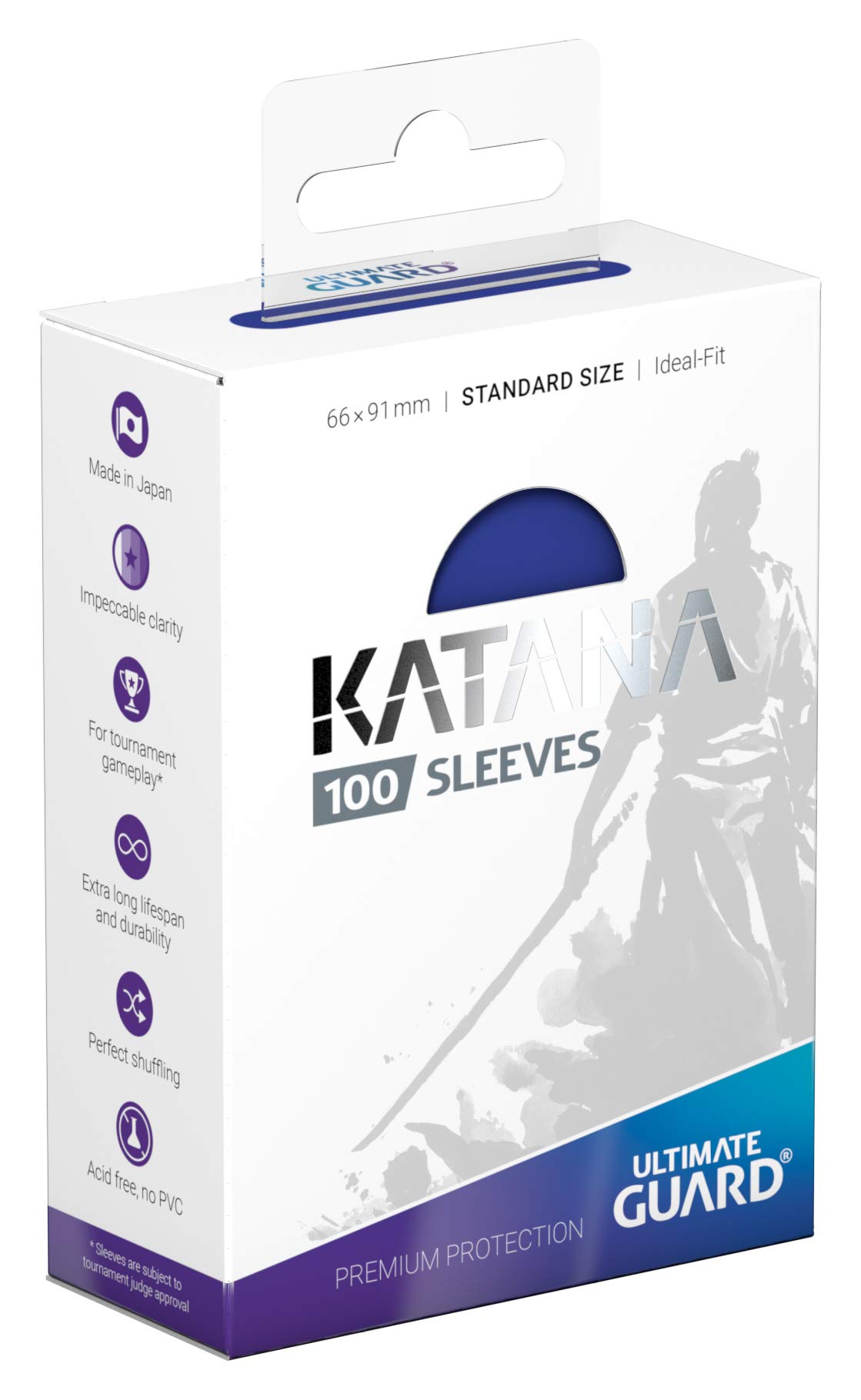 Ultimate Guard Katana Card Sleeves, 100 Standard Size TCG Sleeves, 66 x 91mm, Blue Back, Tournament Sleeves, No PVC & Acid-Free, High Clarity