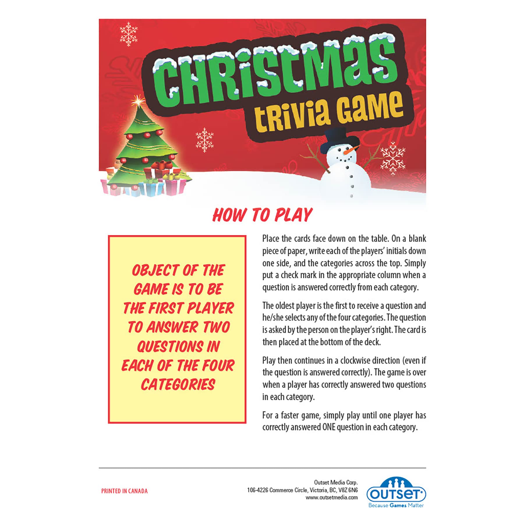 Christmas Trivia Game - a Perfect Ho-Ho Contains Over 200 Cards - Great Party Game for Ages 12 and up by Outset