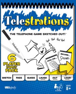 usaopoly telestrations original 6 player | family board game | a fun family game for kids and adults | family game night just got better | the telephone game sketched out