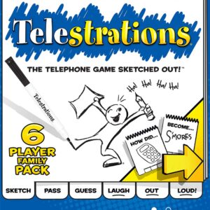 USAopoly Telestrations Original 6 Player | Family Board Game | A Fun Family Game for Kids and Adults | Family Game Night Just Got Better | The Telephone Game Sketched Out