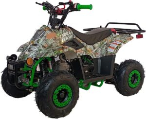 110cc atv for kids youth children small atv 4 wheeler gas atv quad led lights matching rims (camo color)