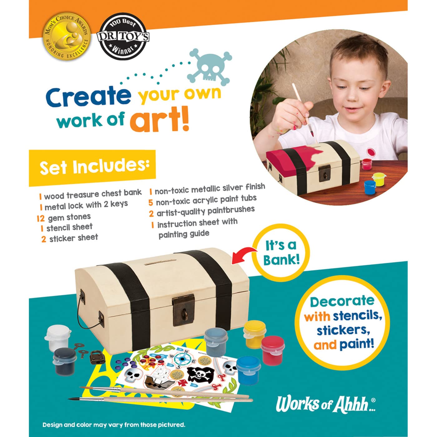 Works of Ahhh... Craft Set - Treasure Chest Classic Wood Paint Kit