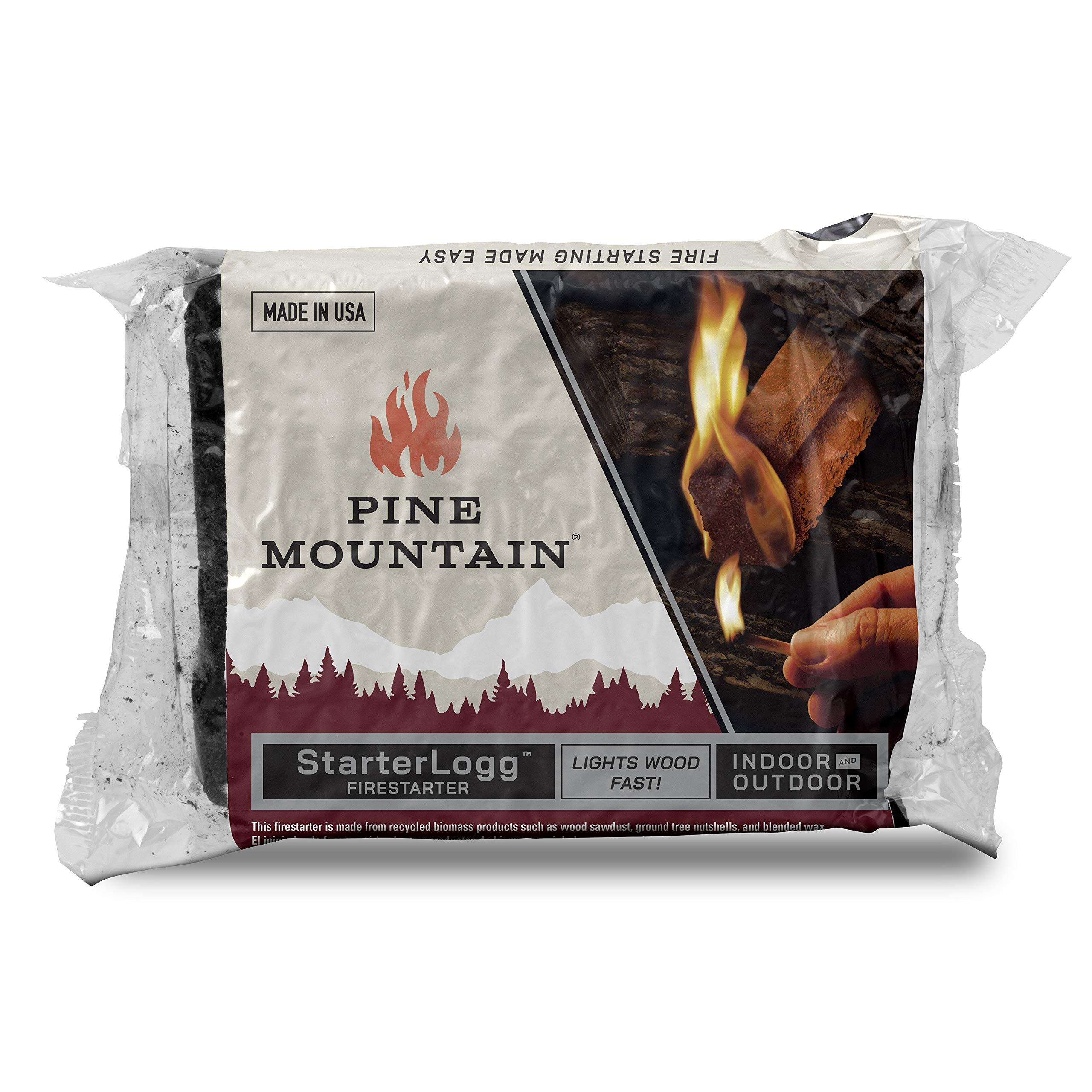 Pine Mountain StarterLogg Select-A-Size Firestarting Blocks, 48 Starts Firestarter Wood Fire Log for Campfire, Fireplace, Wood Stove, Fire Pit, Indoor and Outdoor Use