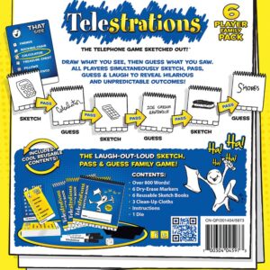 USAopoly Telestrations Original 6 Player | Family Board Game | A Fun Family Game for Kids and Adults | Family Game Night Just Got Better | The Telephone Game Sketched Out