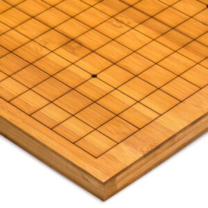 yellow mountain imports bamboo 0.8-inch etched reversible go game board (goban) with 19x19 / 13x13 playing fields for standard gameplay and quick games