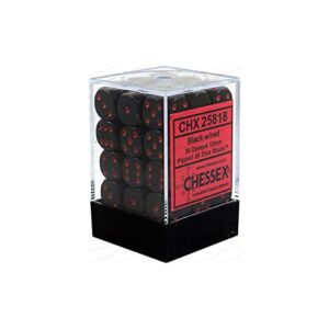 chessex chx25818 dice-opaque: 36d6 set, black/red