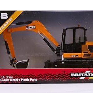 Britains JCB Farm Tomy Toys - Midi Excavator - 1:32 JCB 86C -1 Digger - Collectable Tractor Toy - 1:32 Scale Farm Toys - Suitable for Collectors and Kids - 3 Year Plus